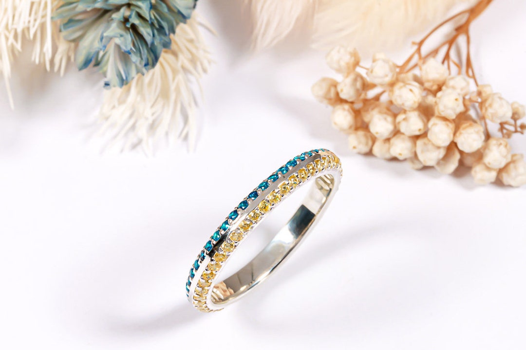 Ukrainian Style Ring in 925 Sterling Silver, Ukrainian Flag Ring, Ring ...