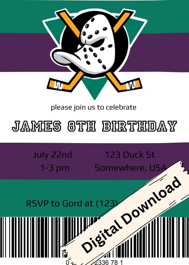 Mighty Ducks Birthday Party Invitation | Digital Download, Editable on ...