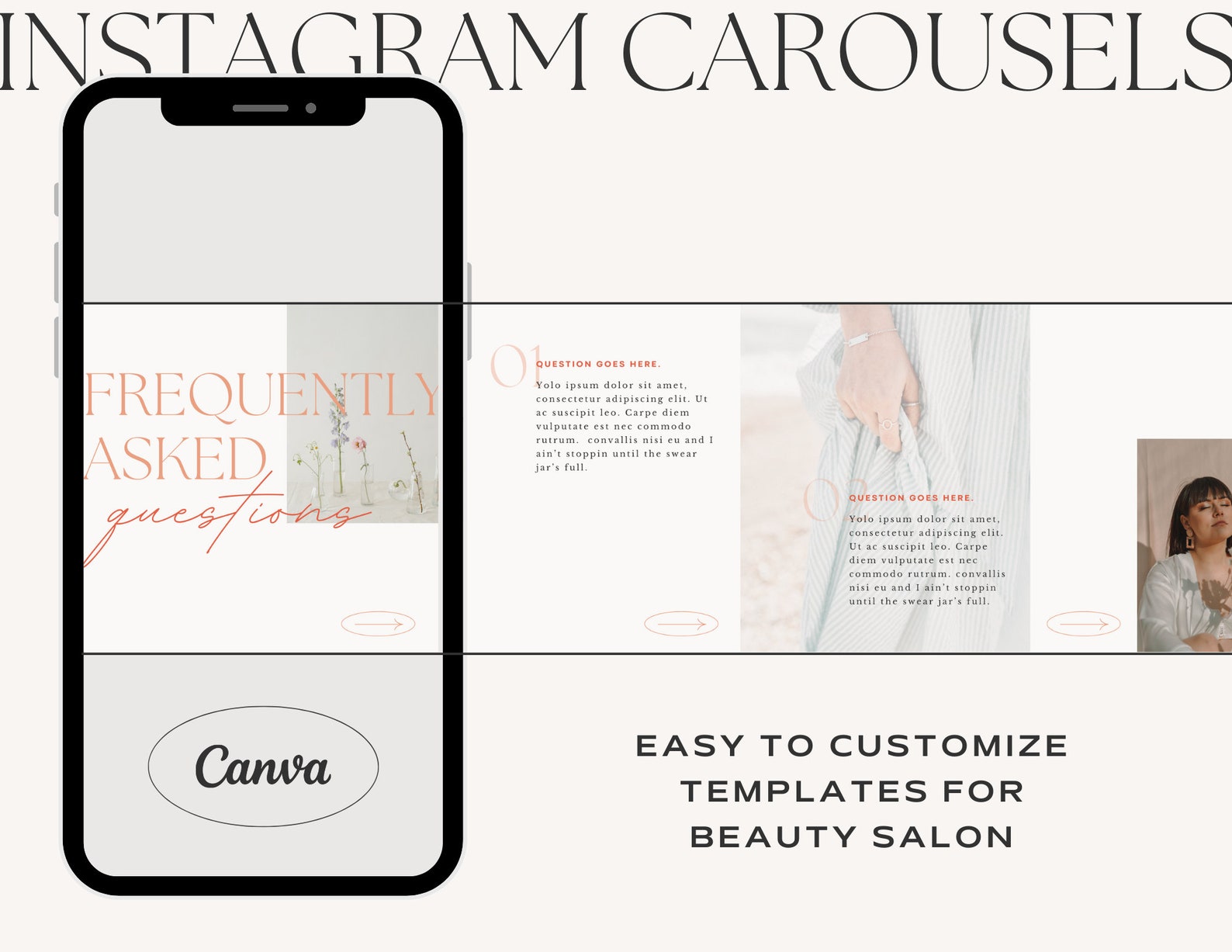 Carousel Instagram IG Templates for Canva Beauty Salon Hair Lash Nails ...