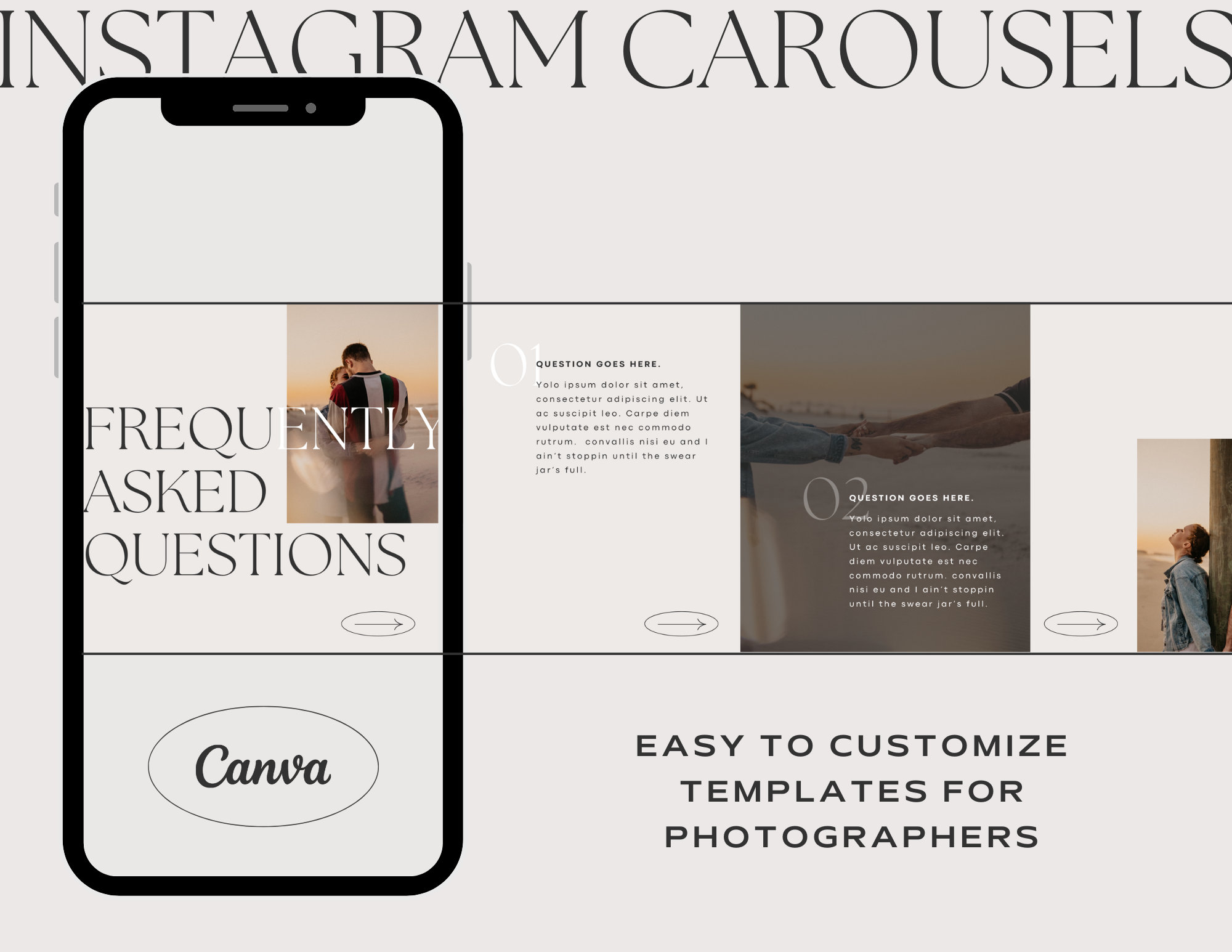 Carousel Instagram IG Templates for Canva Boho Wedding Photographer ...