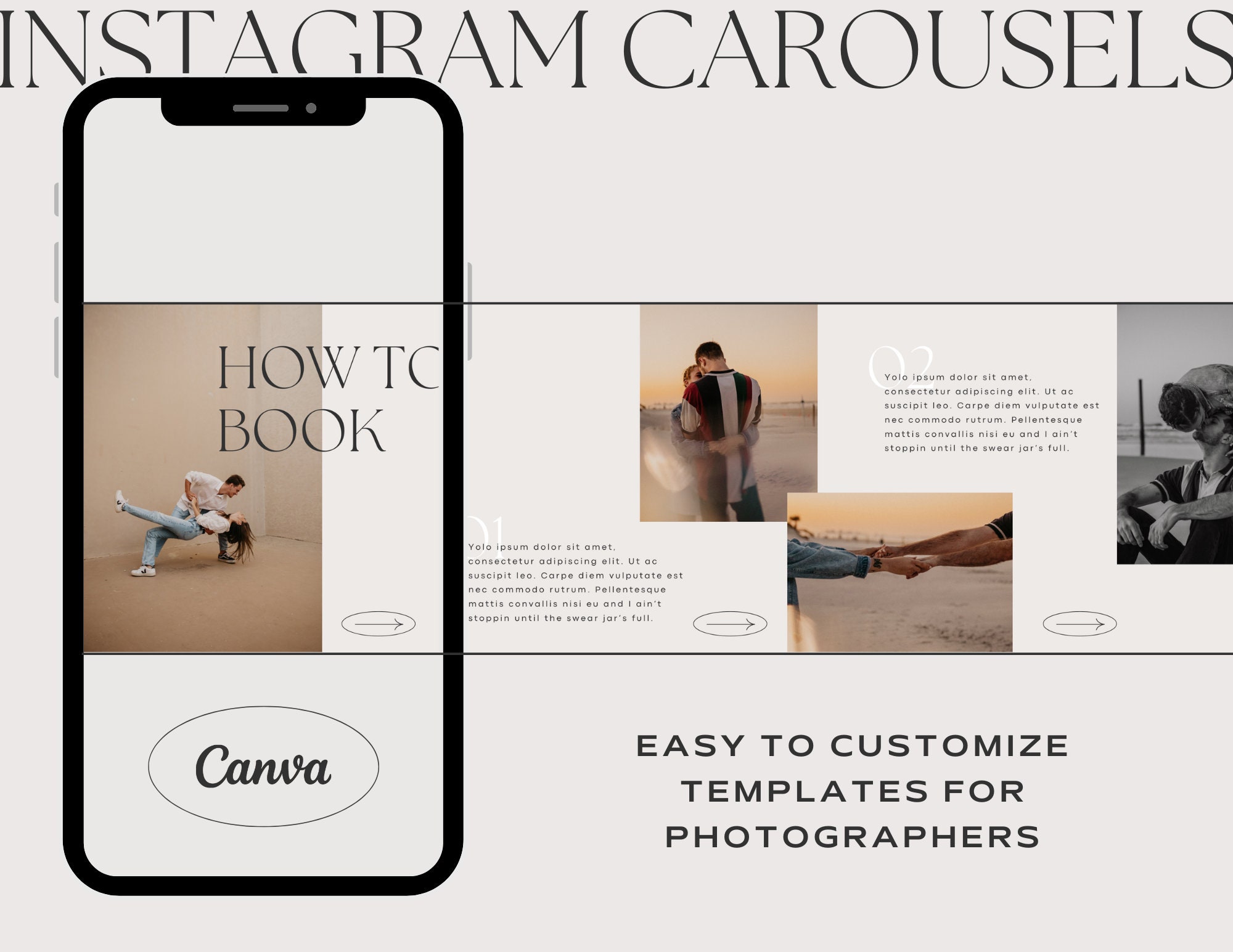 Carousel Instagram IG Templates for Canva Boho Wedding Photographer ...