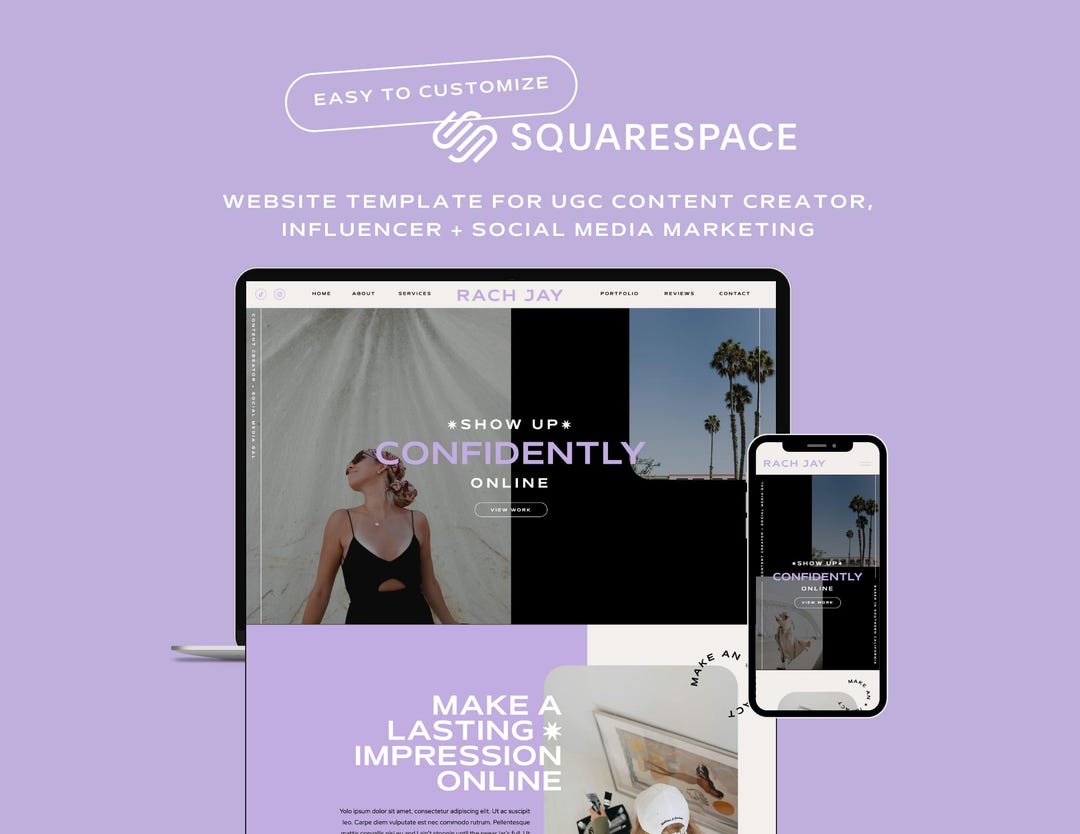 Squarespace Website Template for UGC Content Creator Social Media DIY ...