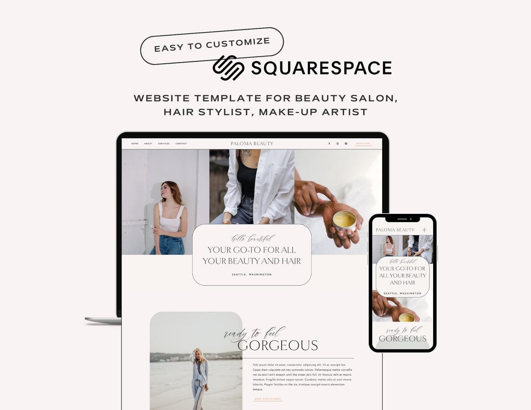 Squarespace Website Template for Beauty Salon Spa Hair Lash Nails ...