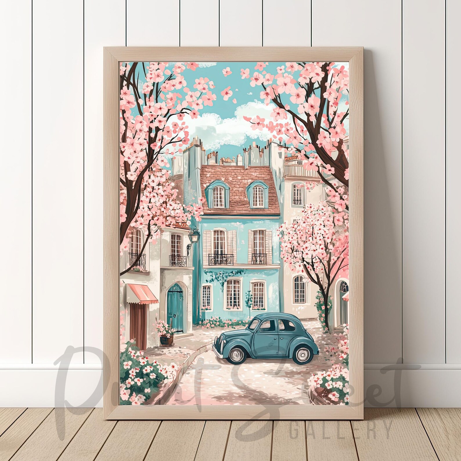 Charming French Building Art, Vintage French Building Illustration ...