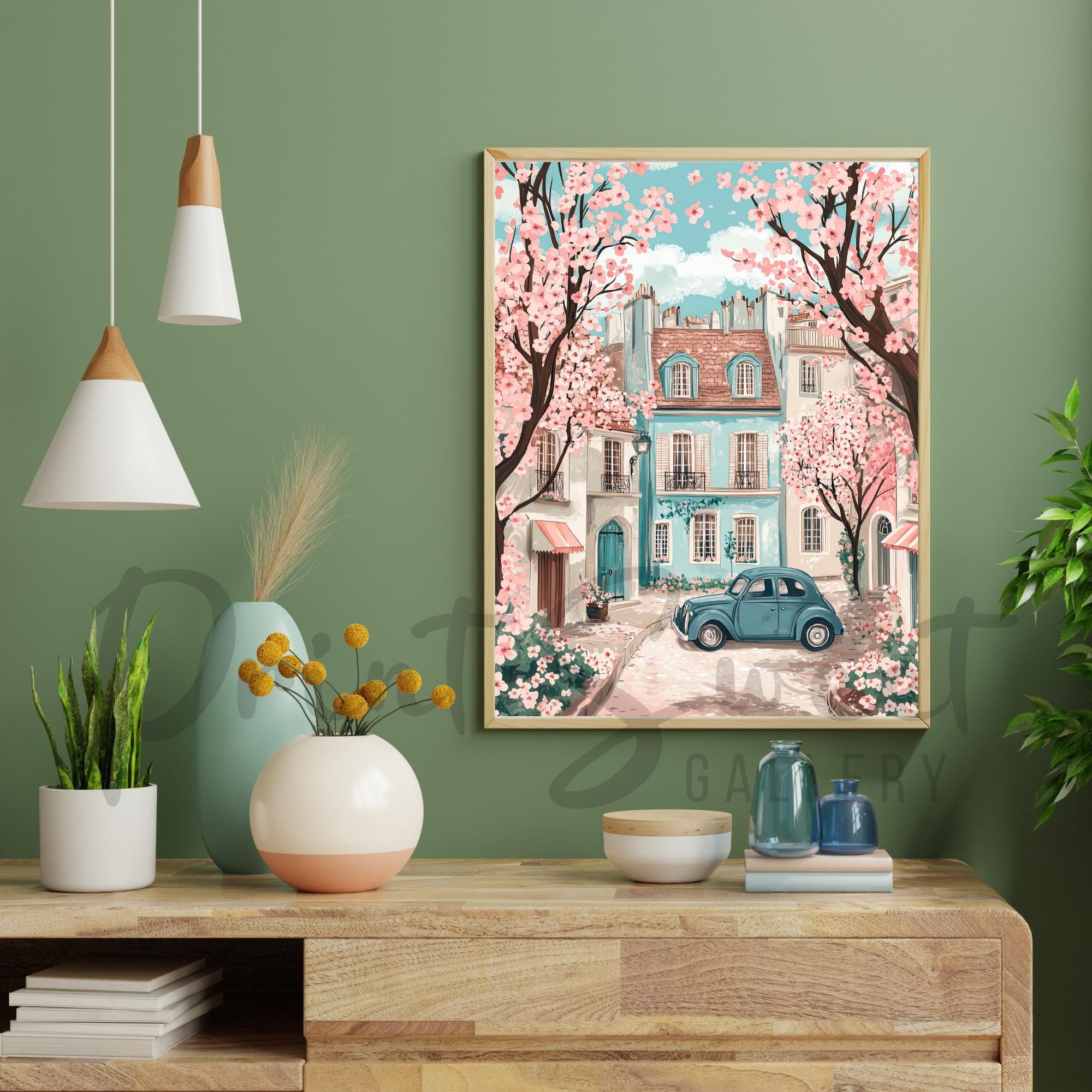 Charming French Building Art, Vintage French Building Illustration ...