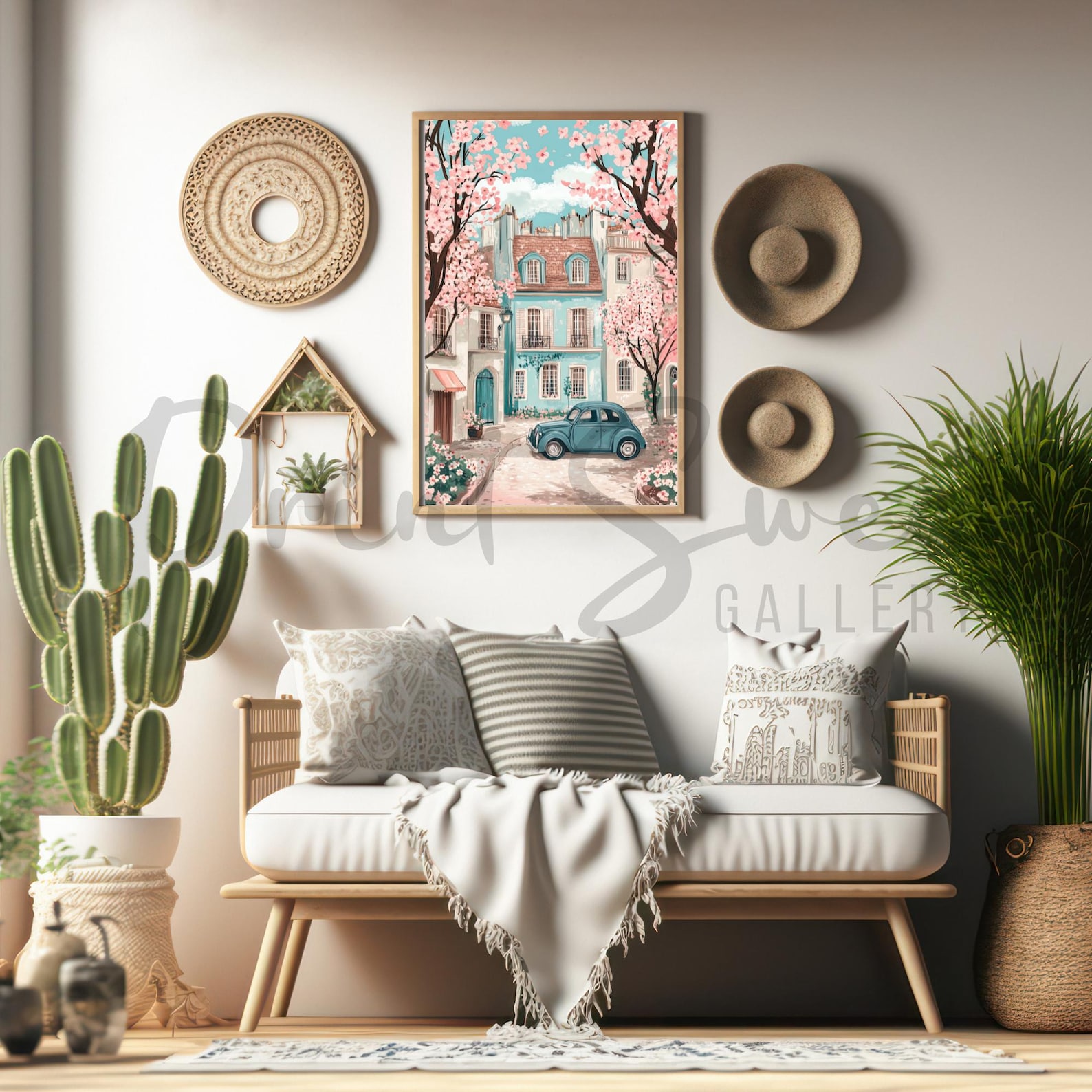 Charming French Building Art, Vintage French Building Illustration ...