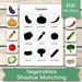 Vegetables Shadow Matching Game, Vegetables Worksheet, Matching ...