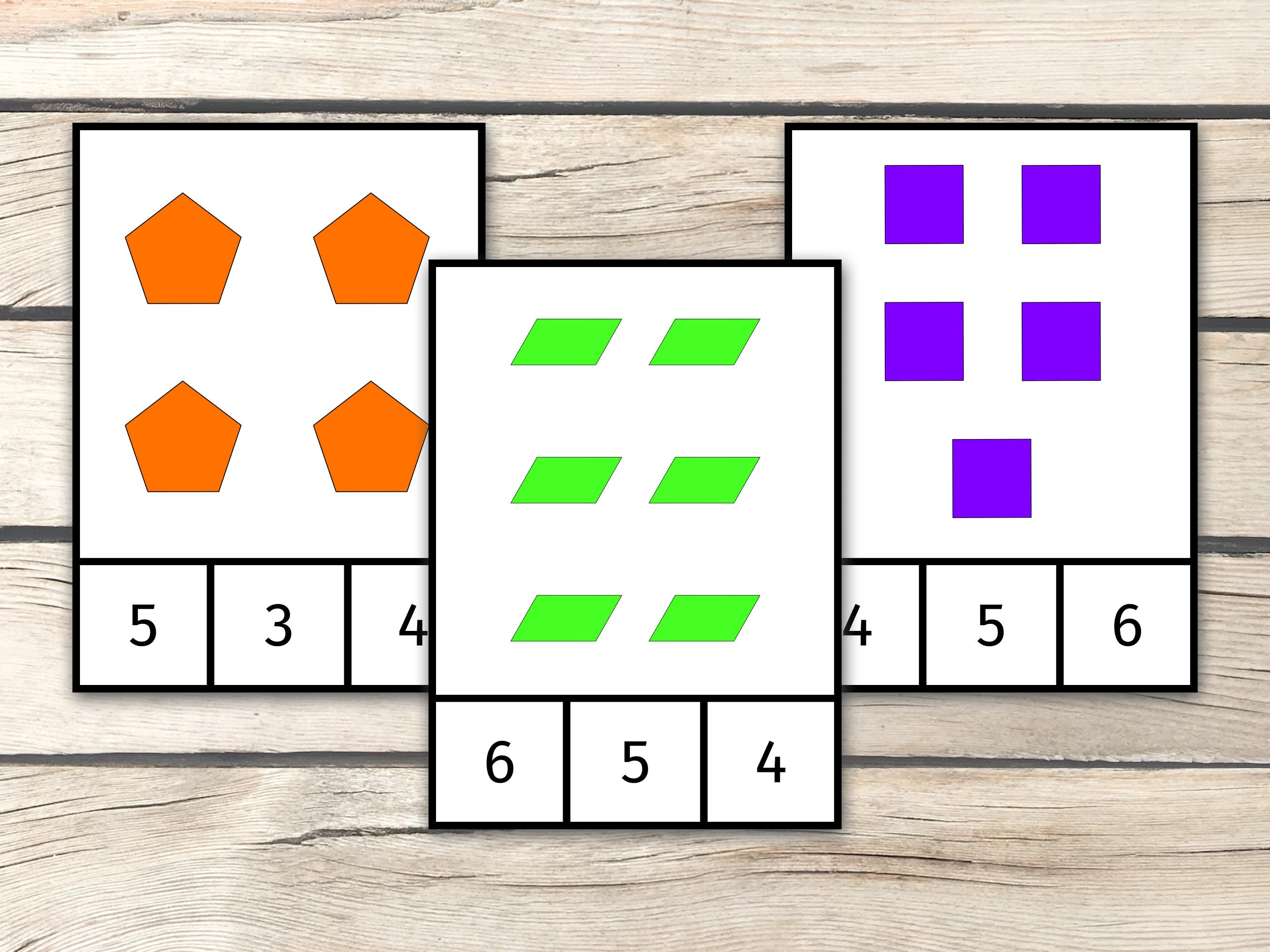 Counting Geometric Shapes 1 to 10 Montessori Cards Preschool Counting ...