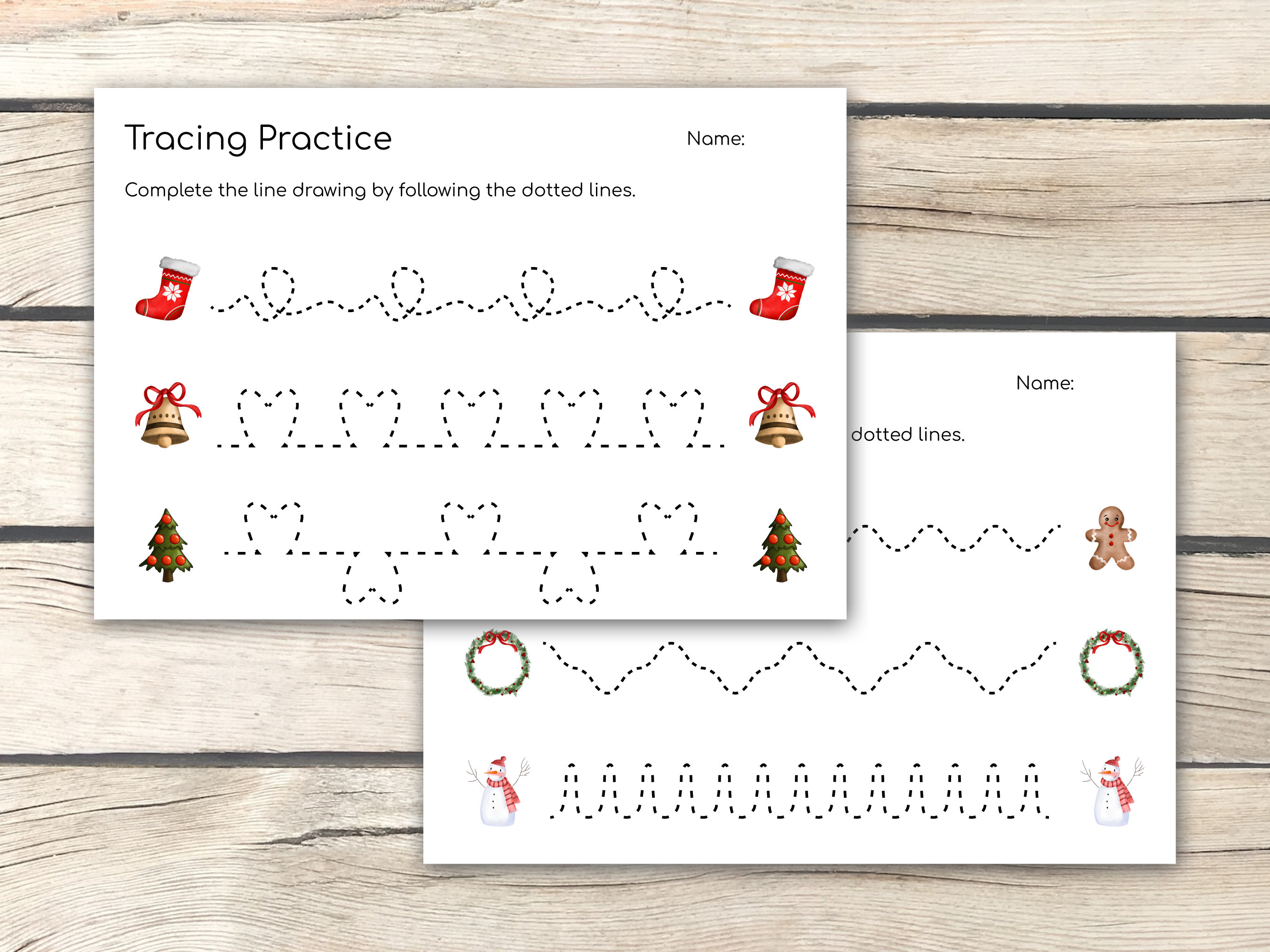 Preschool Line Tracing Practice, Christmas Pre-writing Activities • 8 ...