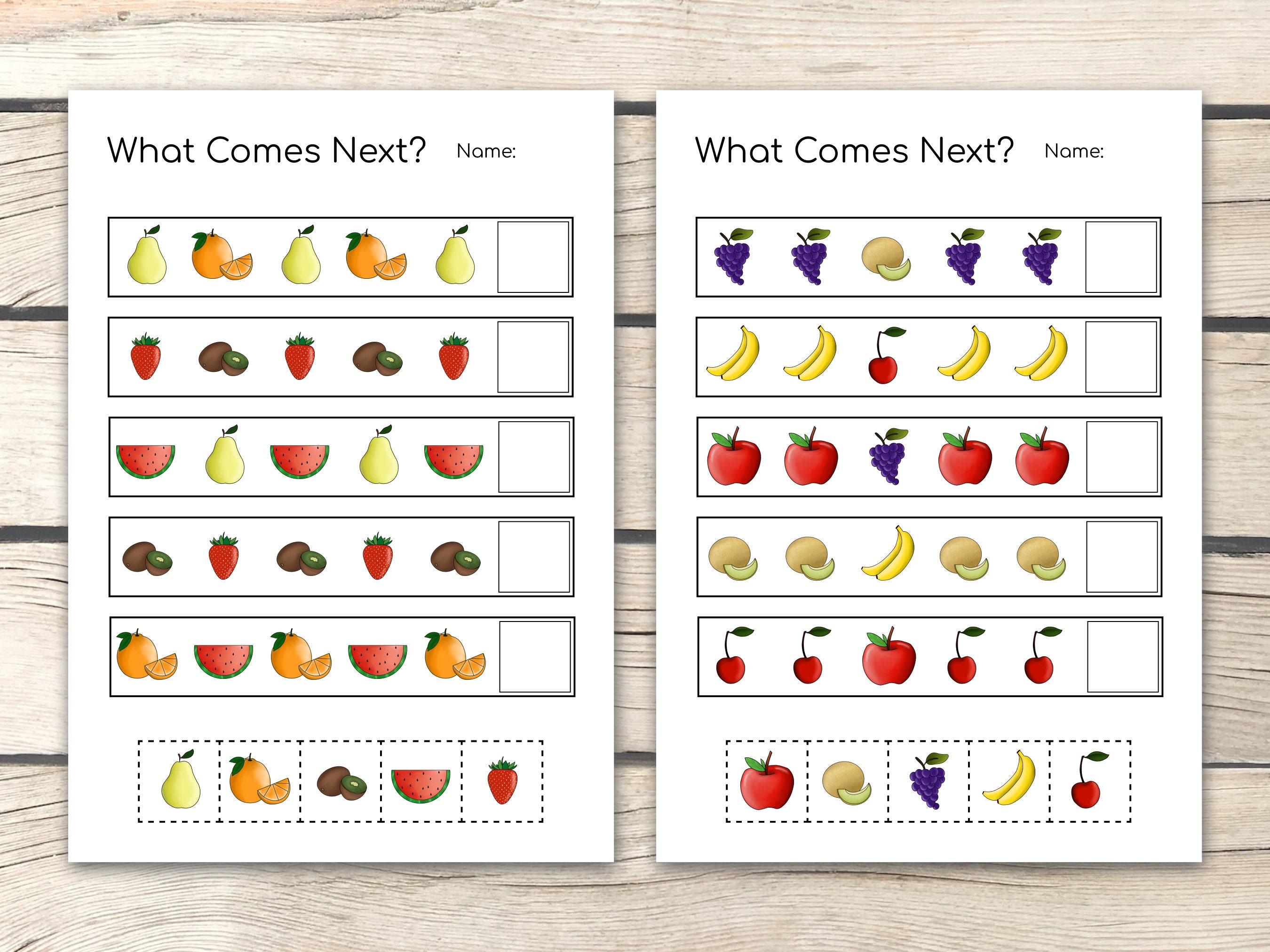 WHAT COMES NEXT Fruits Worksheet, Pattern Activity, Educational ...