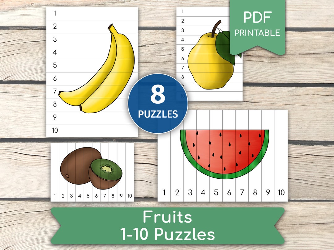 Fruits 1-10 Puzzles, Fruits Activity, Fruits Number Puzzles, Puzzles ...