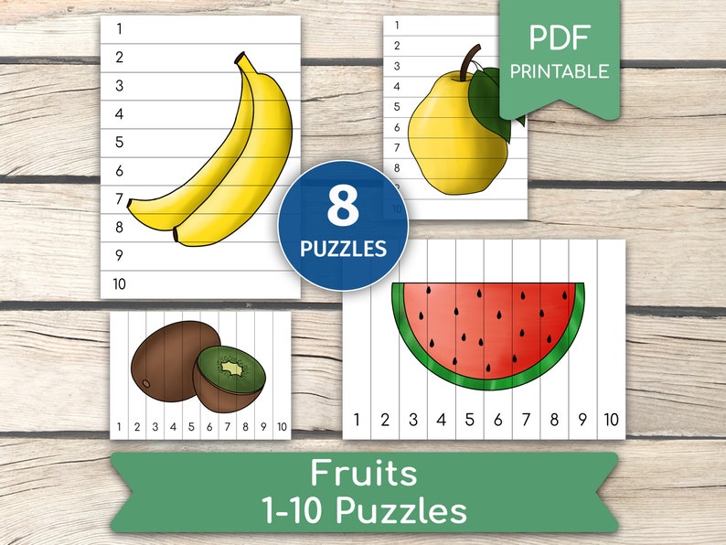 Fruits 1-10 Puzzles, Fruits Activity, Fruits Number Puzzles, Puzzles ...