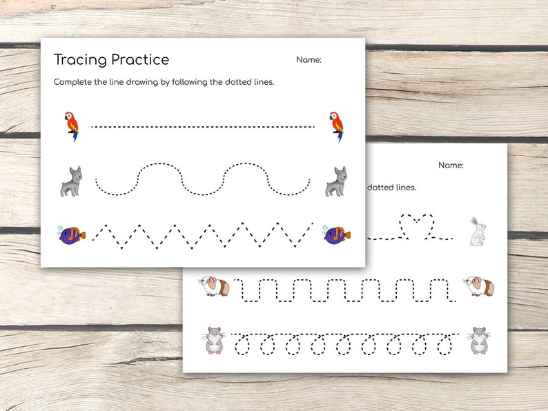 Preschool Line Tracing Practice, Pet Animals Pre-writing Activities 8 ...