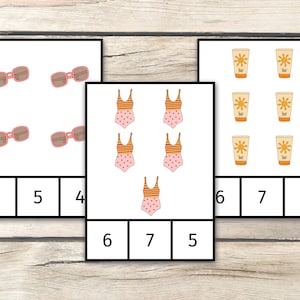 Counting Summer 1 to 10 Montessori Cards Preschool Counting Activity ...