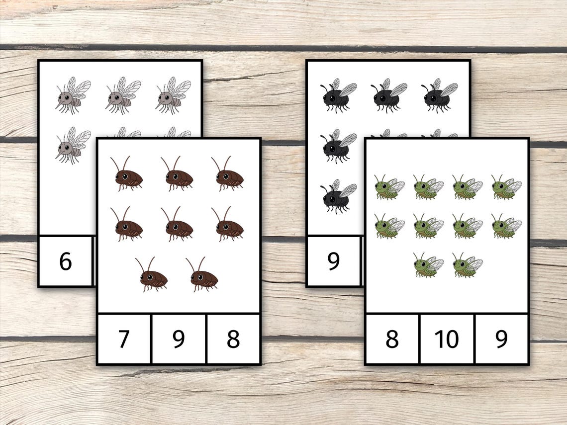 Bugs & Insects Counting Cards, Montessori Preschool Activity (PDF ...