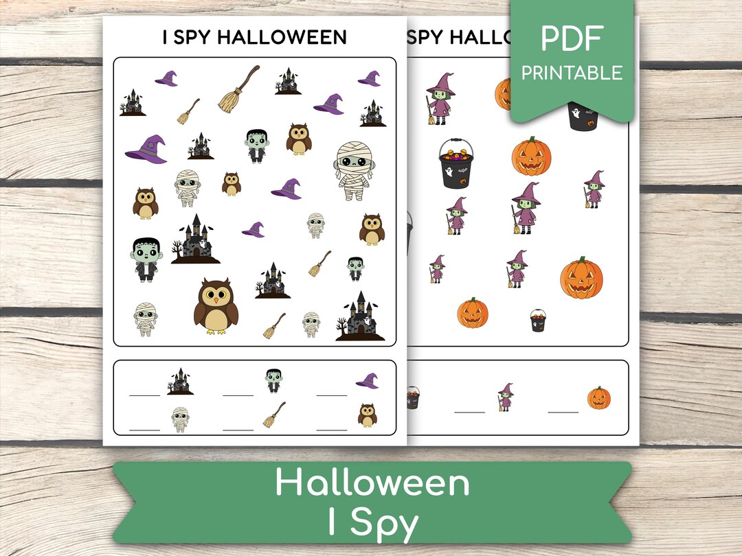 Halloween I Spy Worksheet: Preschool Activity, Busy Book (PDF ...