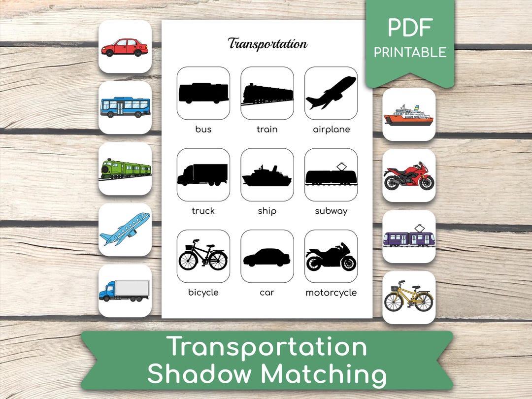 Transportation Shadow Matching Game, Transportation Worksheet ...