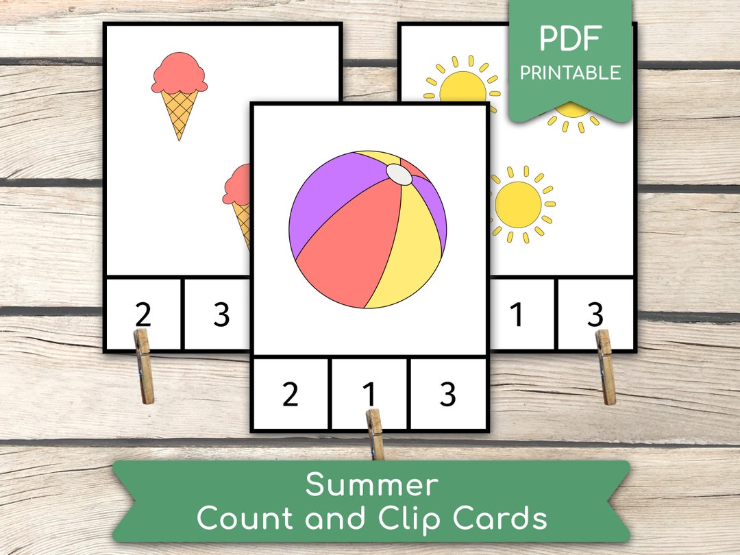 Counting Summer 1 to 10 Montessori Cards Preschool Counting Activity ...