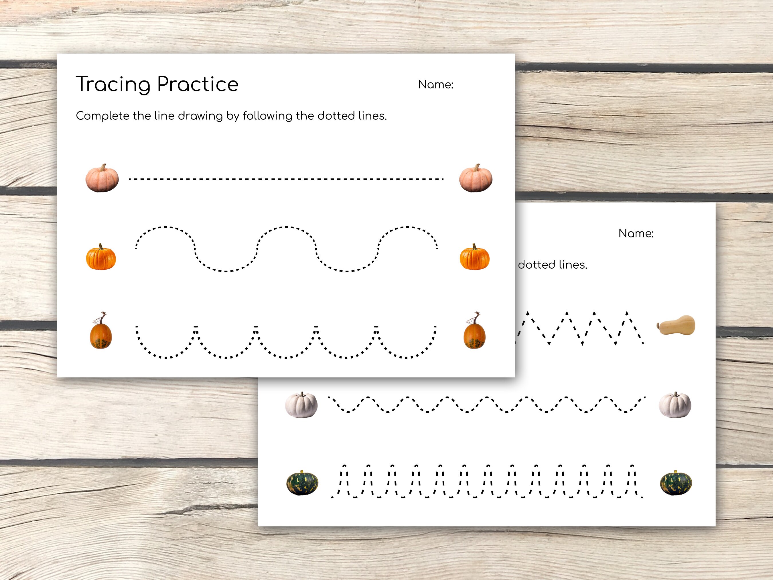 Preschool Line Tracing Practice, Pumpkin Types real Pictures Pre ...