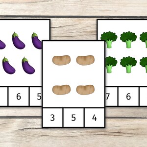 Counting Vegetables 1 to 10 Montessori Cards Preschool Counting ...