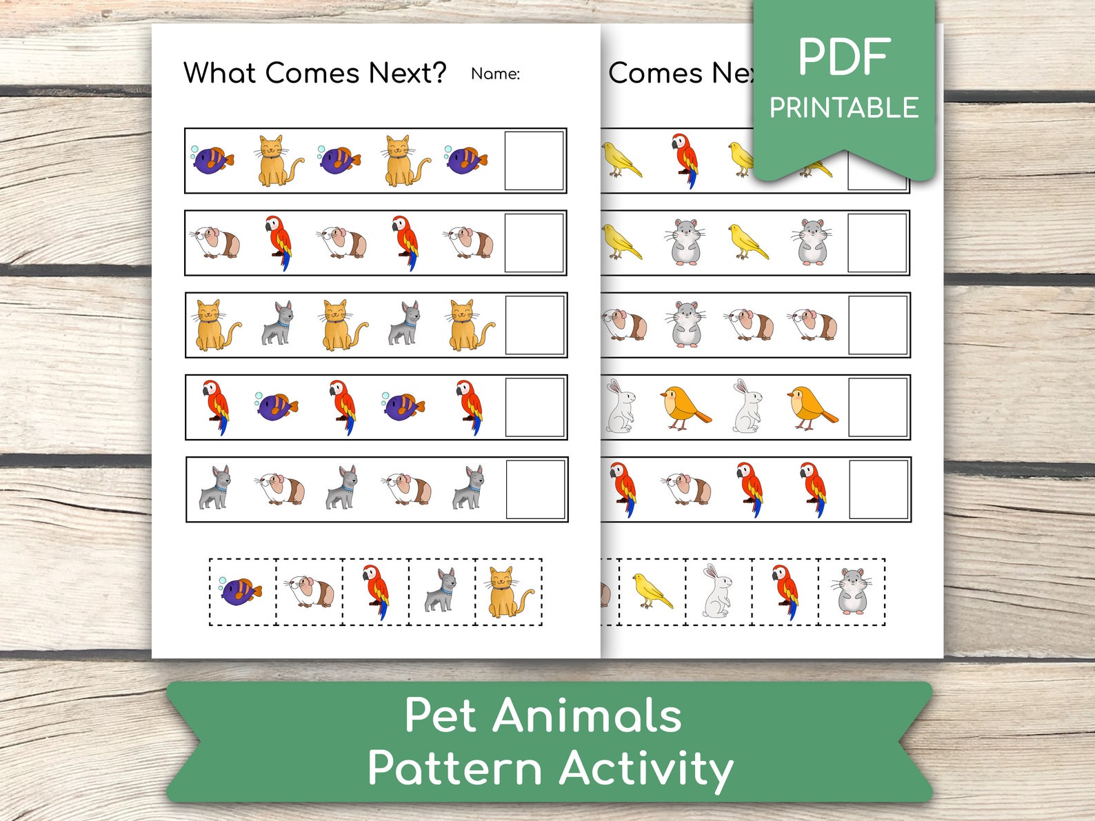 WHAT COMES NEXT? Pet Animals Worksheet, Pattern Activity, Educational ...