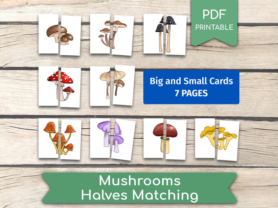 Mushrooms Halves Matching Game: Preschool Learning Activity (PDF ...
