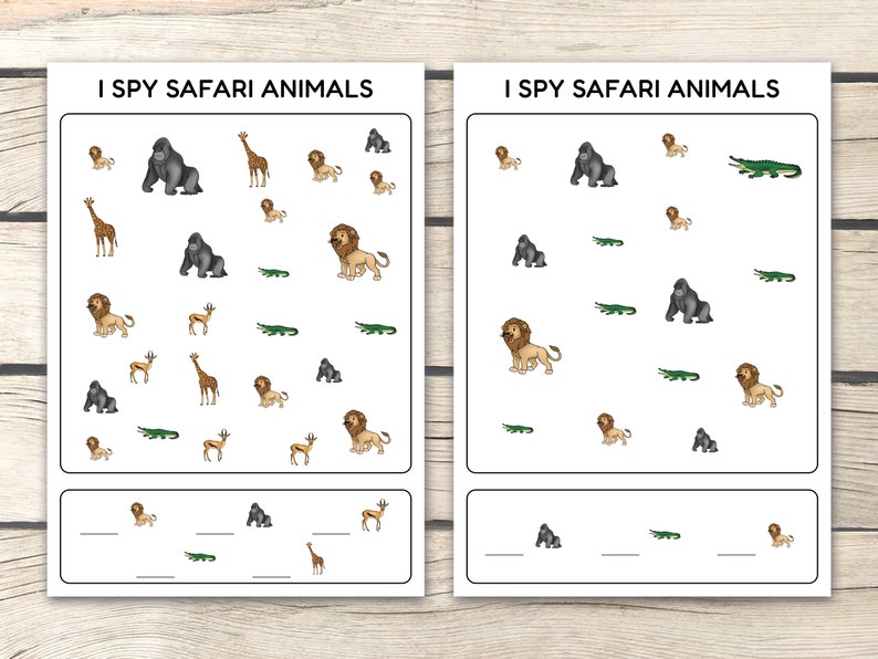 Safari Animals I Spy Worksheet, Safari Animals Activity, I Spy Activity ...