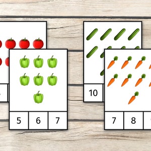 Counting Vegetables 1 to 10 Montessori Cards Preschool Counting ...