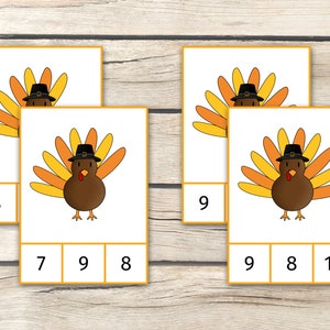 Counting Thanksgiving 1 to 10 Montessori Cards Preschool Counting ...