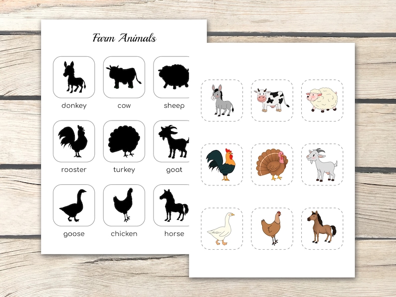 Farm Animals Shadow Matching Game, Farmanimals Worksheet, Matching ...