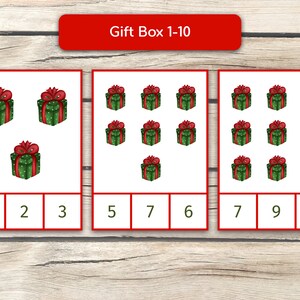 Counting Christmas Cards 1 to 10, Montessori Cards, Preschool Counting ...