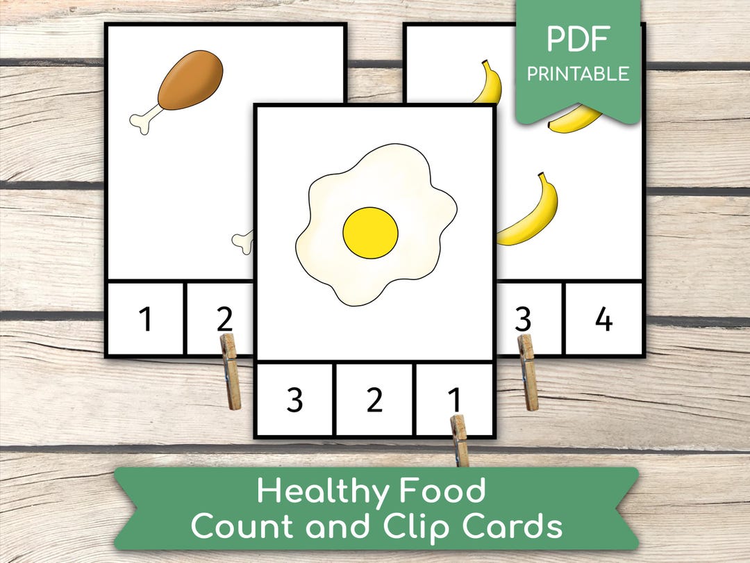 Healthy Food Counting Cards: Montessori Preschool Activity (PDF ...