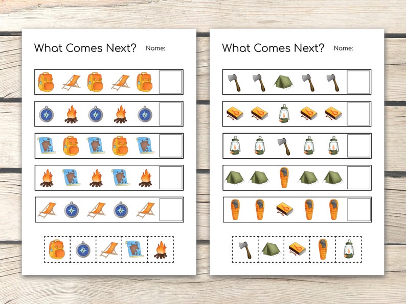 Camping WHAT COMES NEXT? Worksheet, Pattern Activity, Educational ...