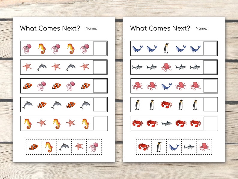 WHAT COMES NEXT? Ocean Animals Worksheet, Pattern Activity, Educational ...