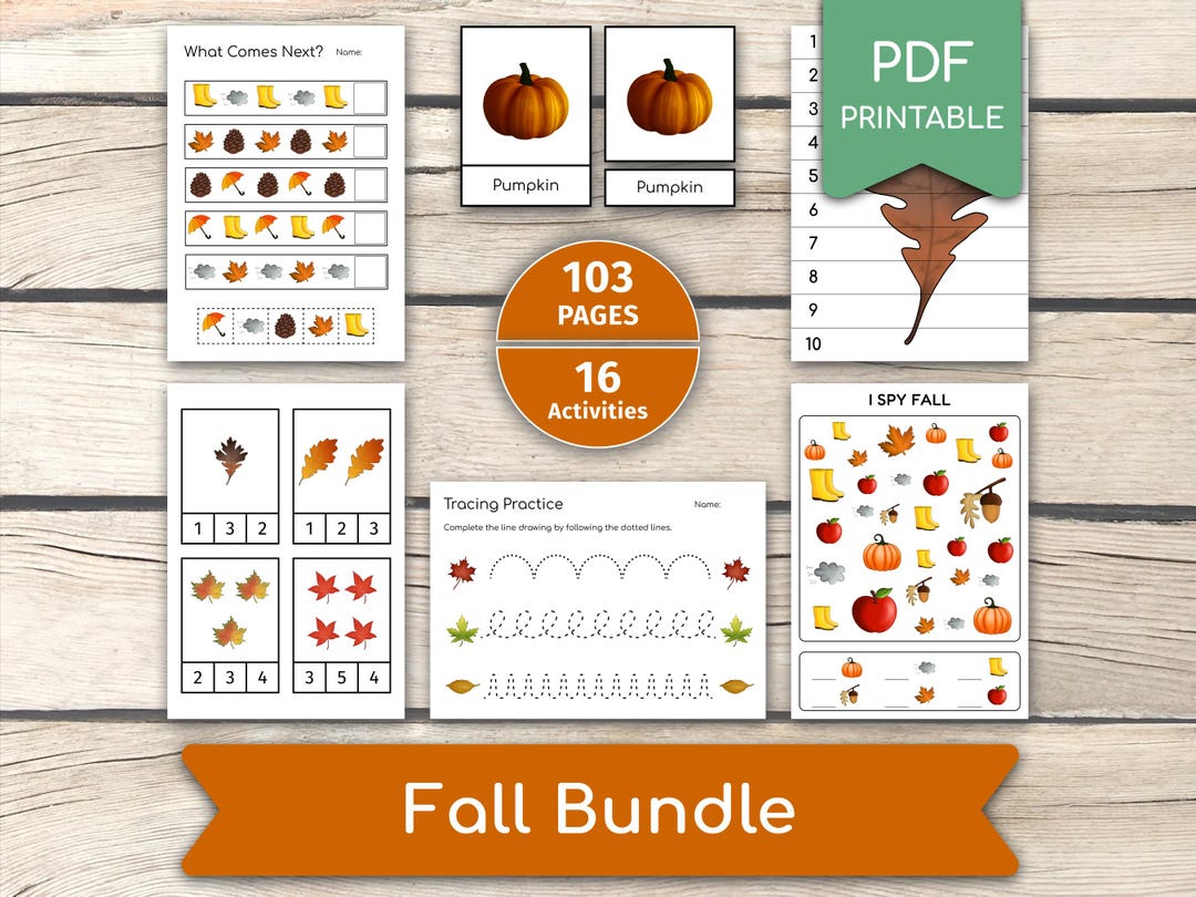 Fall Bundle Preschool Activity Set: Montessori Learning (PDF Printables ...