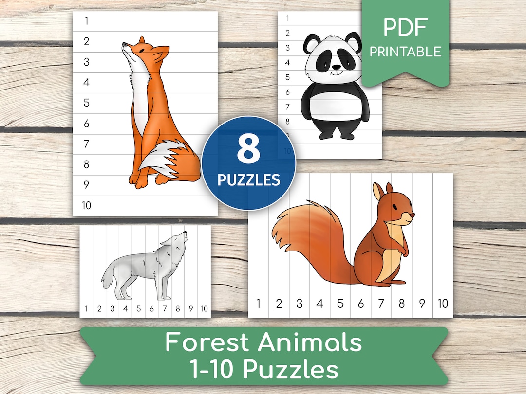 Forest Animals Number Puzzles 1-10: Toddler Learning Activity (PDF ...
