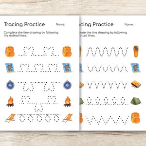 Preschool Line Tracing Practice, Camping Pre-writing Activities • 8 ...