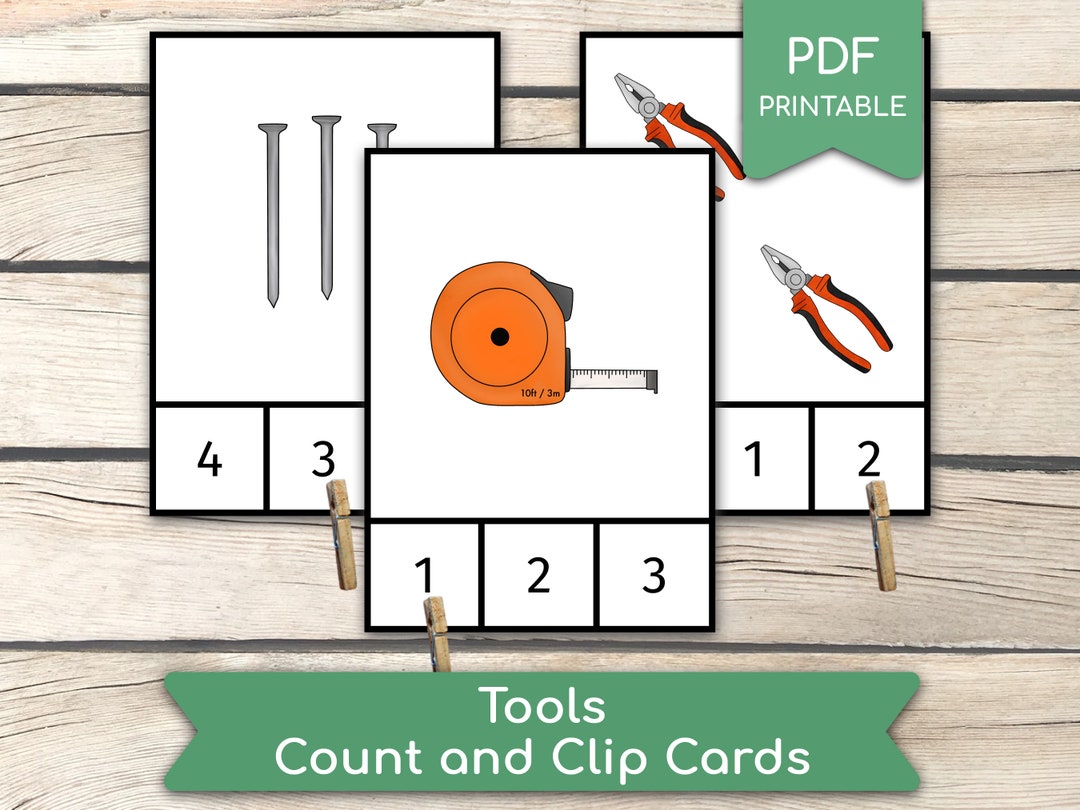 Counting Tools 1 to 10 Montessori Cards Preschool Counting Activity ...