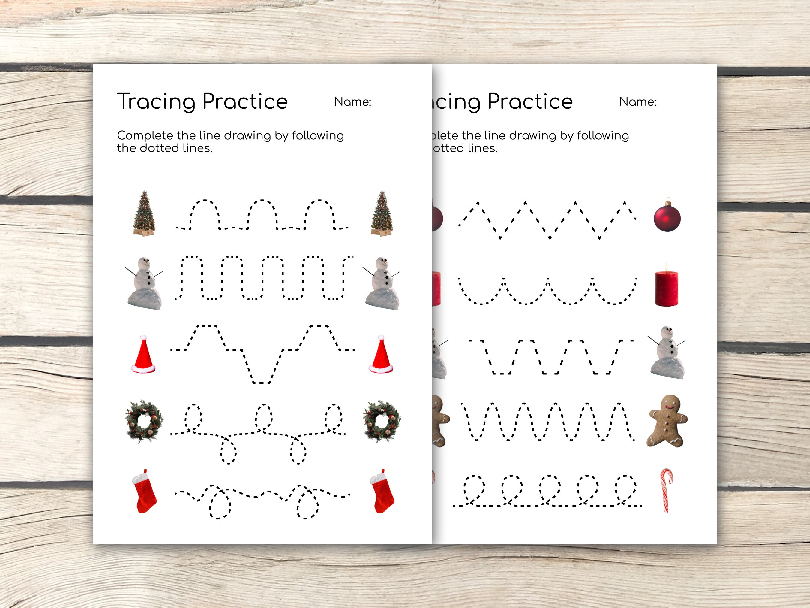 Preschool Line Tracing Practice, Christmas (real Pictures) Pre-writing ...