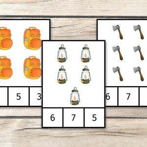 Counting Camping 1 to 10 Montessori Cards Preschool Counting Activity ...