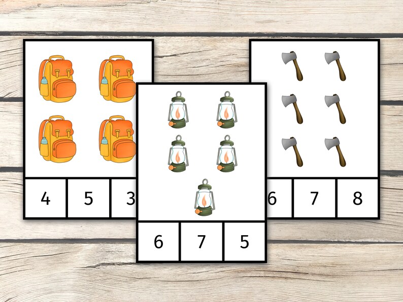 Counting Camping 1 to 10 Montessori Cards Preschool Counting Activity ...
