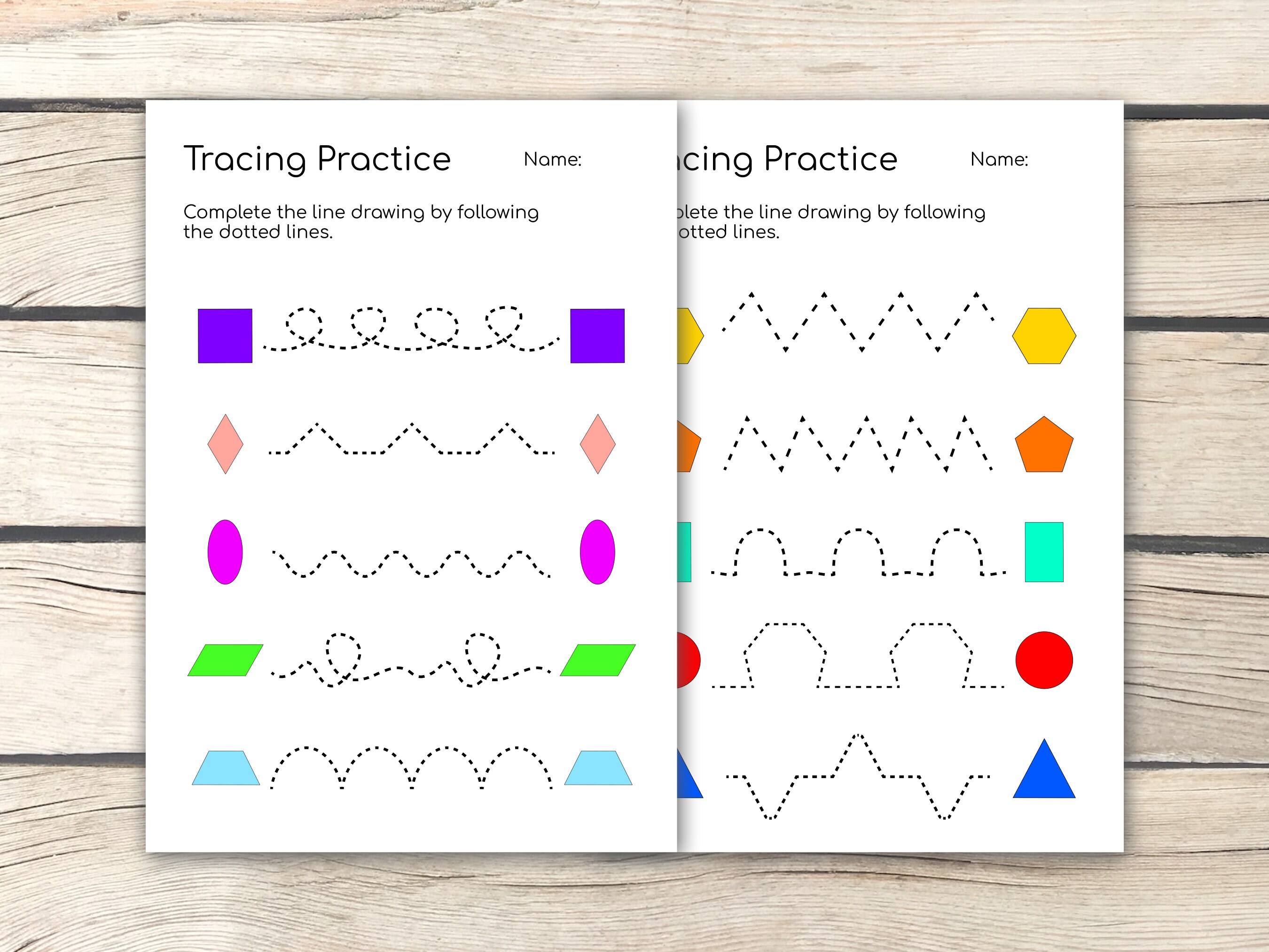 Preschool Line Tracing Practice, Geometric Shapes Pre-writing ...