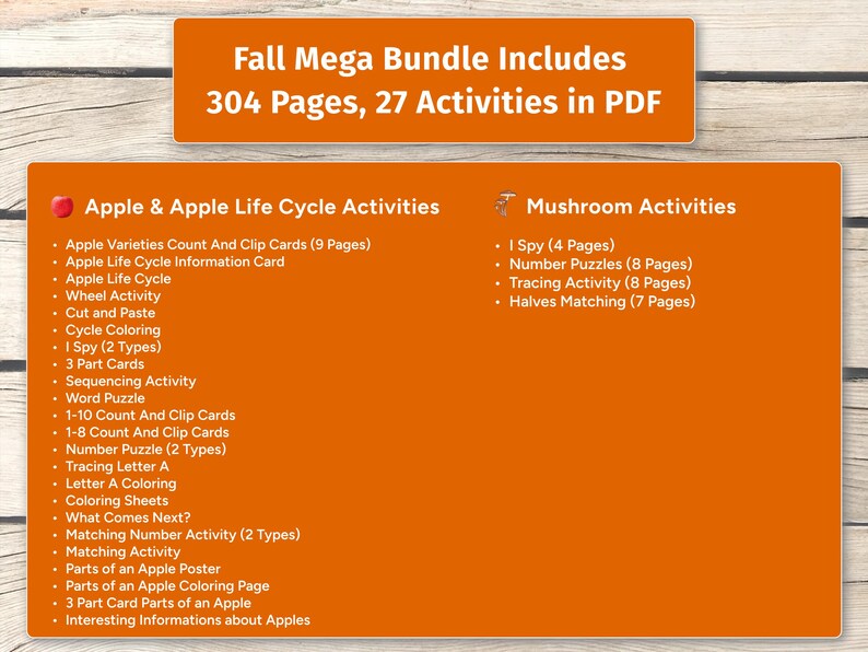 Fall MEGA Bundle Preschool Activity Set: Montessori Learning (PDF ...