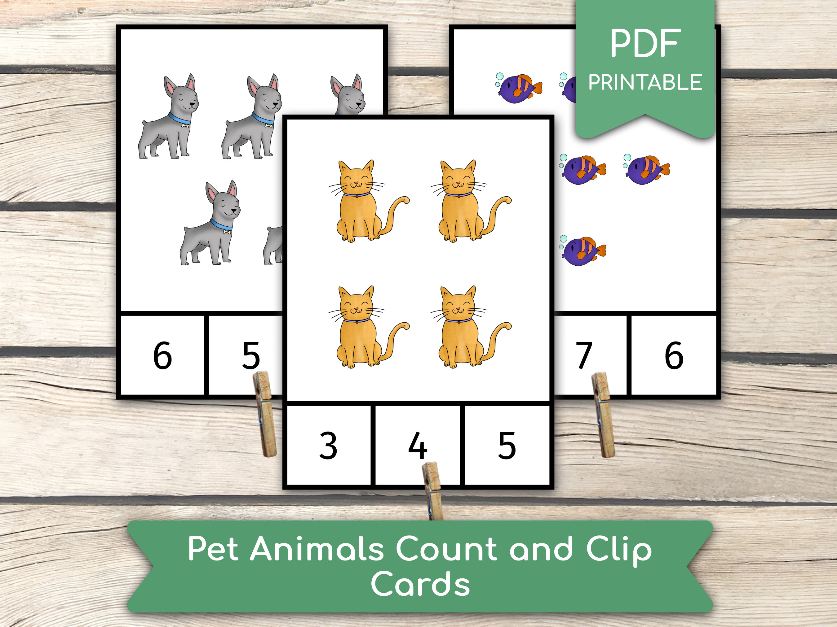 Counting Pet Animals 1 to 10 Montessori Cards Preschool Counting ...