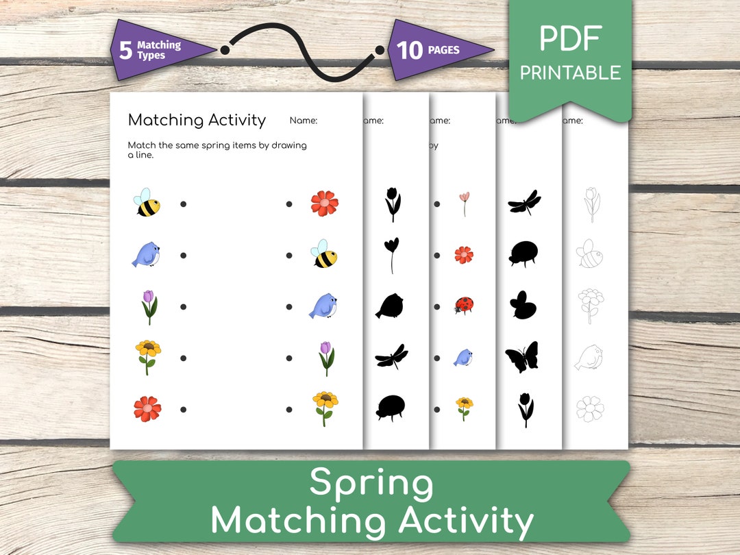 Spring Matching Activity 5 Different Types Worksheet • 10 Pages ...