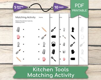 Kitchen Tools Shadow Matching Game: Preschool Printable (PDF) - Etsy