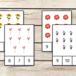 Counting Spring 1 to 10 Montessori Cards Preschool Counting Activity ...