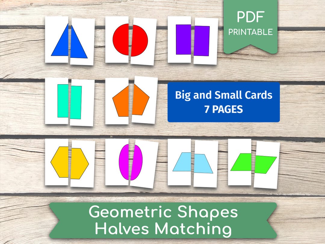 Geometric Shapes Halves Matching Game: Preschool Learning Activity (PDF ...