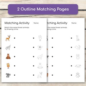 Forest Animals Matching Activity 5 Different Types Worksheet • 10 Pages ...