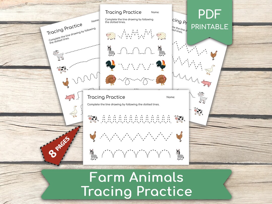 Preschool Line Tracing Practice, Farm Animals Pre-writing Activities ...